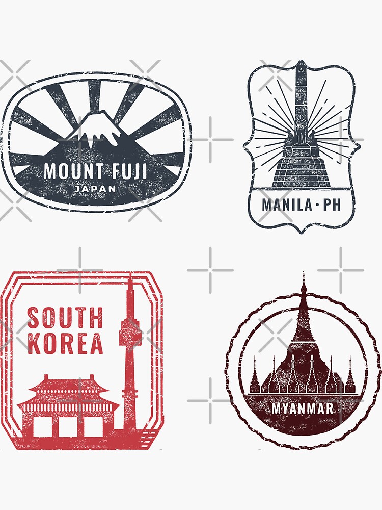 "Countries and Landmarks Asia" Sticker for Sale by Sticker-Palace ...