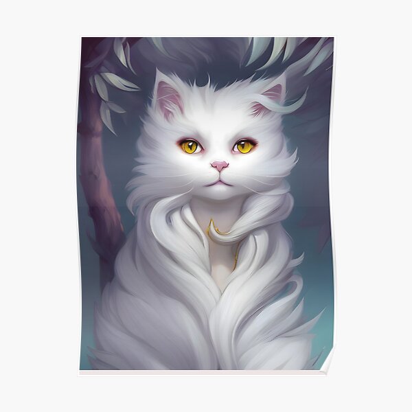 "White Cat - Modern Digital Art" Poster for Sale by Ai-michiart | Redbubble