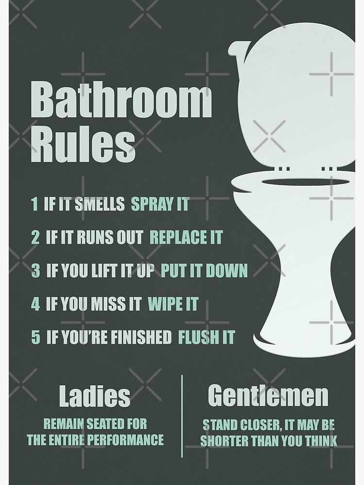"Funny Bathroom Rules Sign Custom Toilet Humor Decor" Poster for Sale ...
