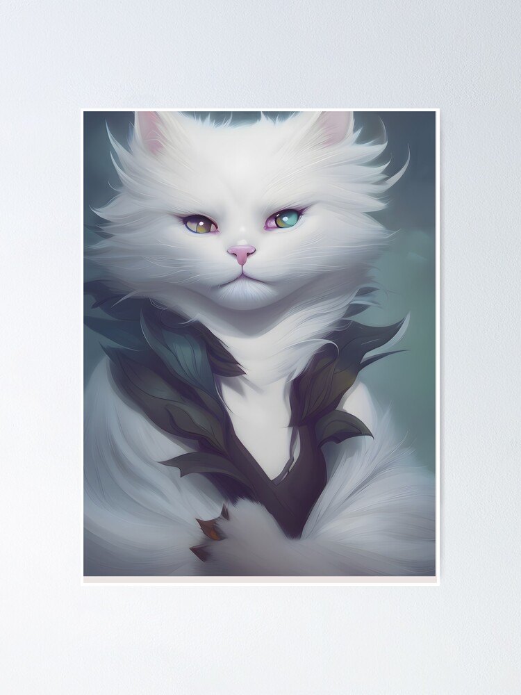 "White Cat - Modern Digital Art" Poster for Sale by Ai-michiart | Redbubble