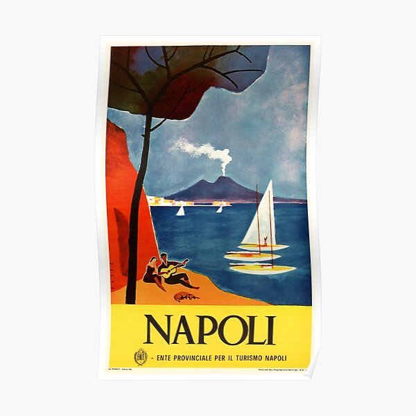 "Vintage Napoli Italy Travel Poster" Poster for Sale by AllVintageArt ...