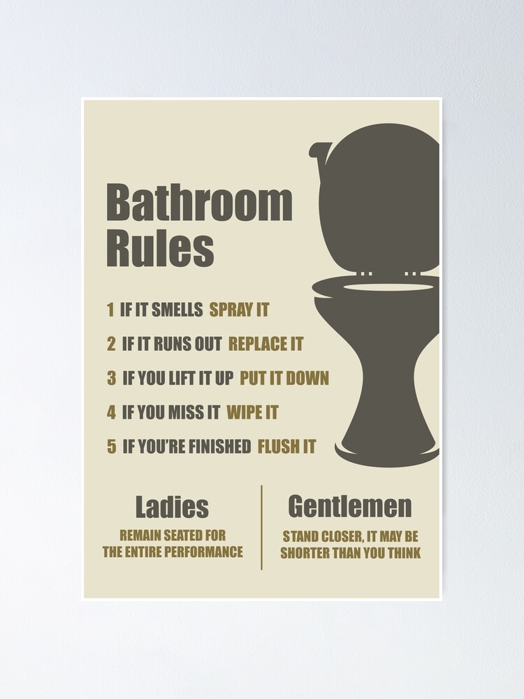 Funny Bathroom Rules Sign Custom Toilet Humor Decor Poster For Sale
