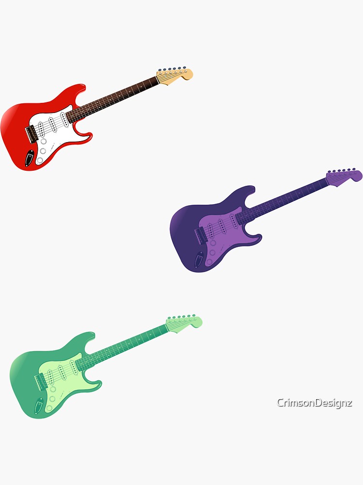 "Colorful Electric Guitars " Sticker for Sale by CrimsonDesignz | Redbubble