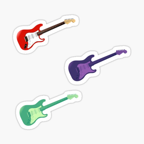 "Colorful Electric Guitars " Sticker for Sale by CrimsonDesignz | Redbubble