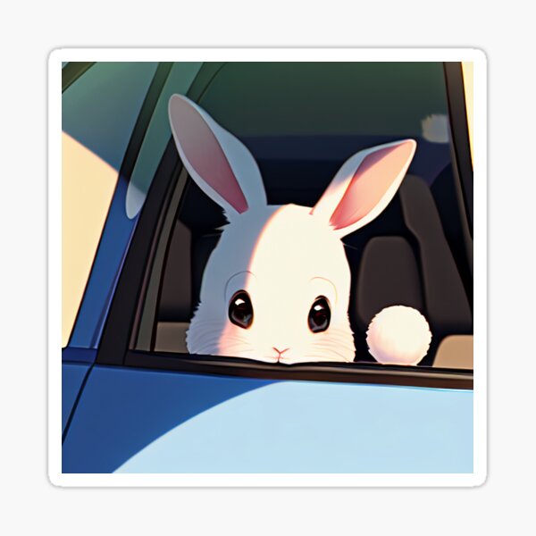 "Bunny Rabbit Riding Car" Sticker for Sale by BAYFAIRE | Redbubble