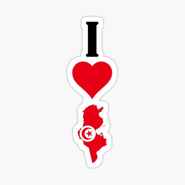 "I Love Tunisia Vertical I Heart Tunisian National Flag Map" Sticker ...