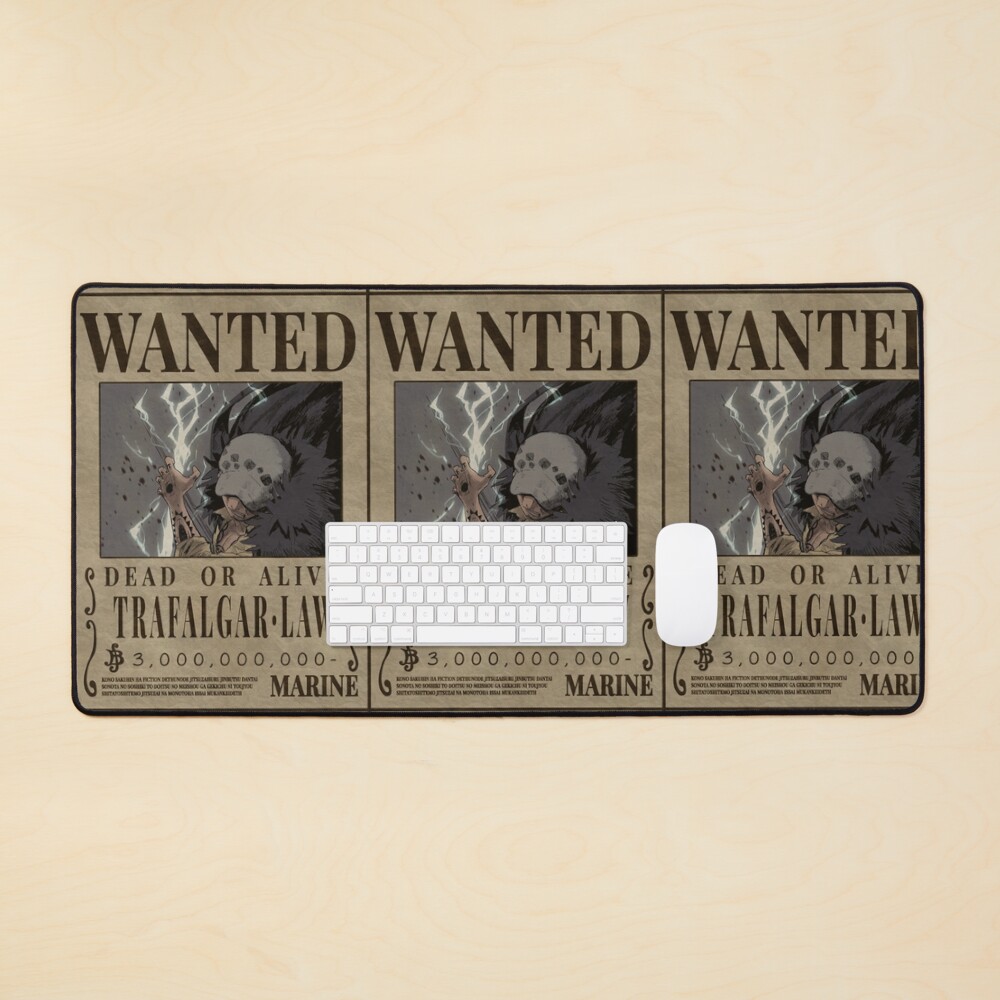 "Trafalgar D Water Law Poster Bounty One Piece Wanted" Mouse Pad for ...