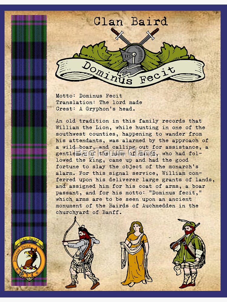 "Clan Baird Family History Poster" Sticker for Sale by ljrigby | Redbubble
