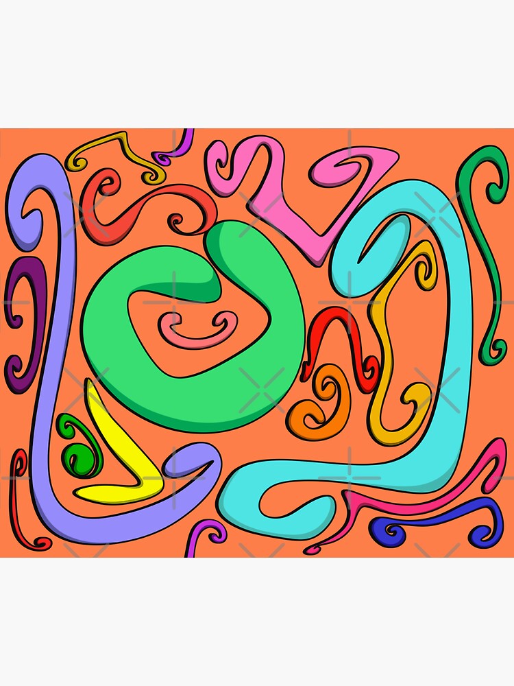 "Colorful 70s Squiggle Tile Design w/o Shadows" Sticker for Sale by ...