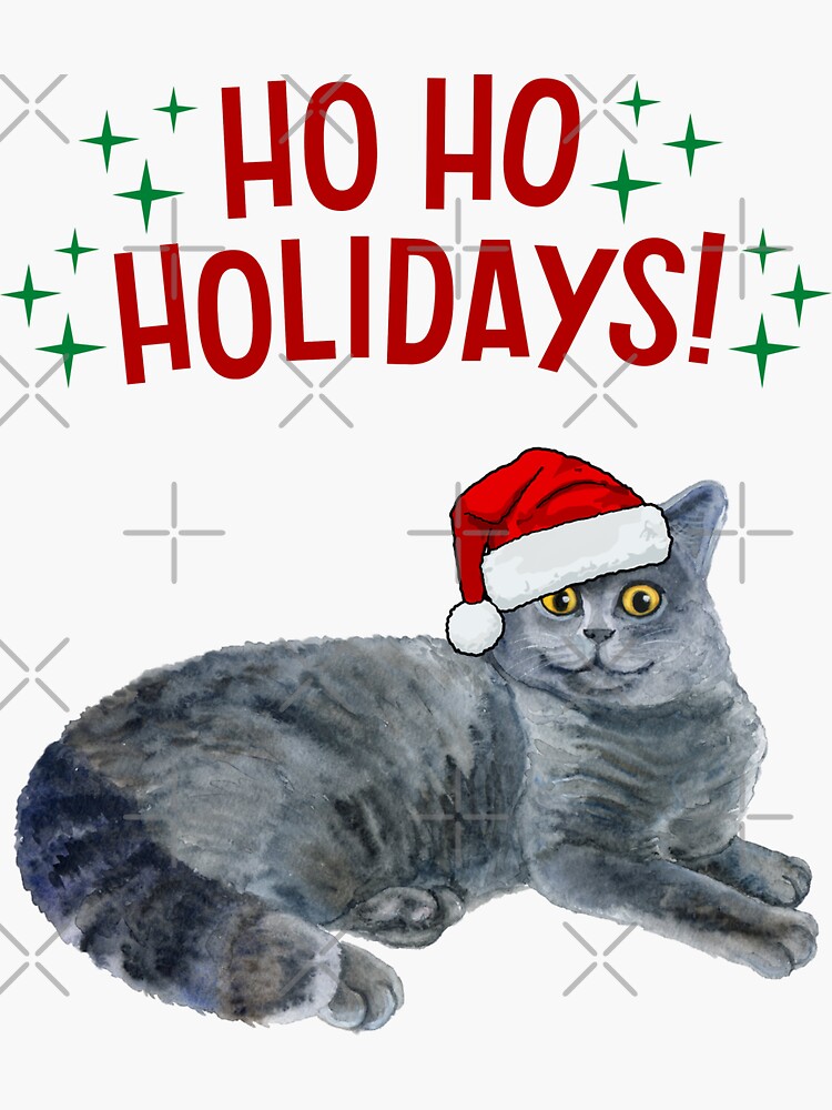 "Cute Christmas Santa Cat HO HO HOLIDAYS " Sticker for Sale by ...