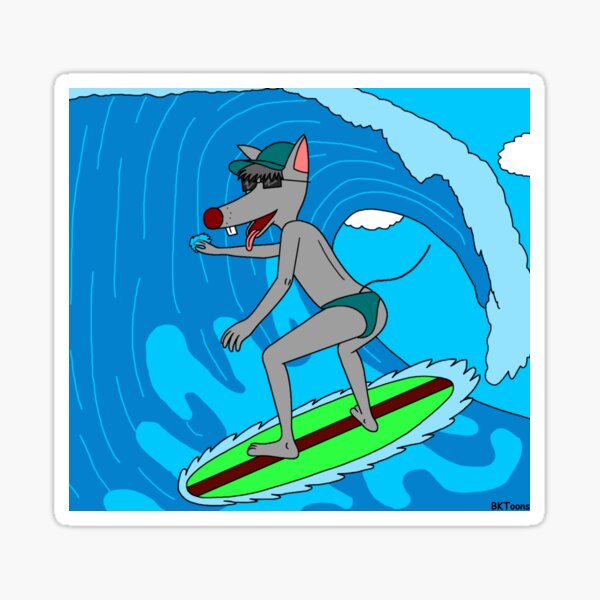 "Surfer Rat" Sticker for Sale by BKToonsShop | Redbubble