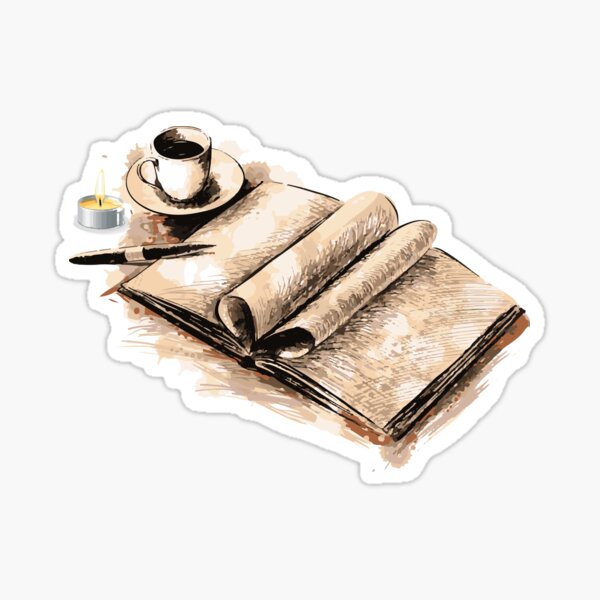 "Vintage Book Stack and Tea" Sticker for Sale by Ayoub Sadik | Redbubble