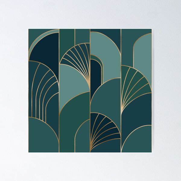 "1920s Green Art Deco Scallops" Poster for Sale by BronwynBecks | Redbubble