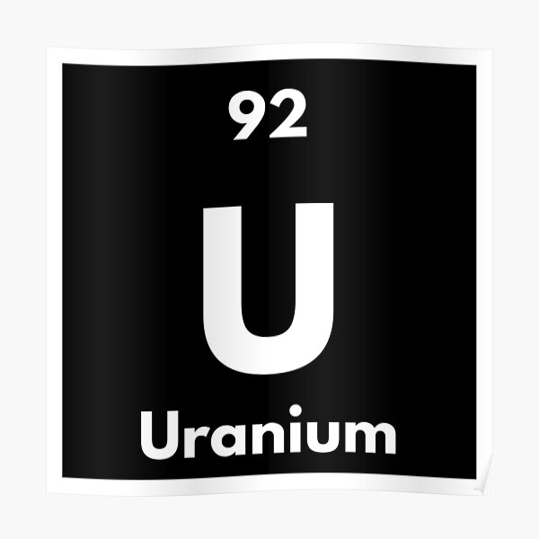 Póster «Número de elemento de tabla periódica 92 U Uranio» de ...