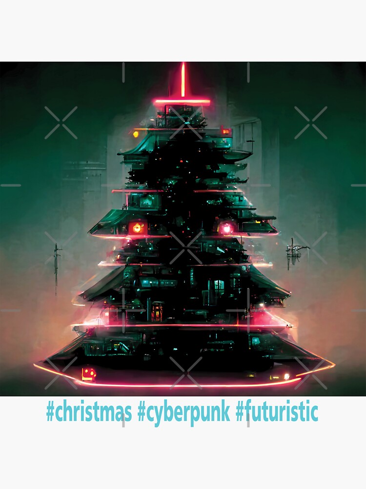"Futuristic Cyberpunk Christmas Tree" Sticker for Sale by DrB100 ...