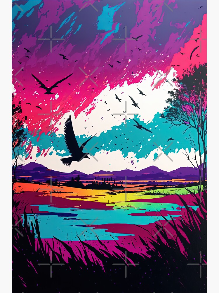 "Prairie Lake Desert - Vivid Abstract Paper Landscape" Sticker for Sale ...