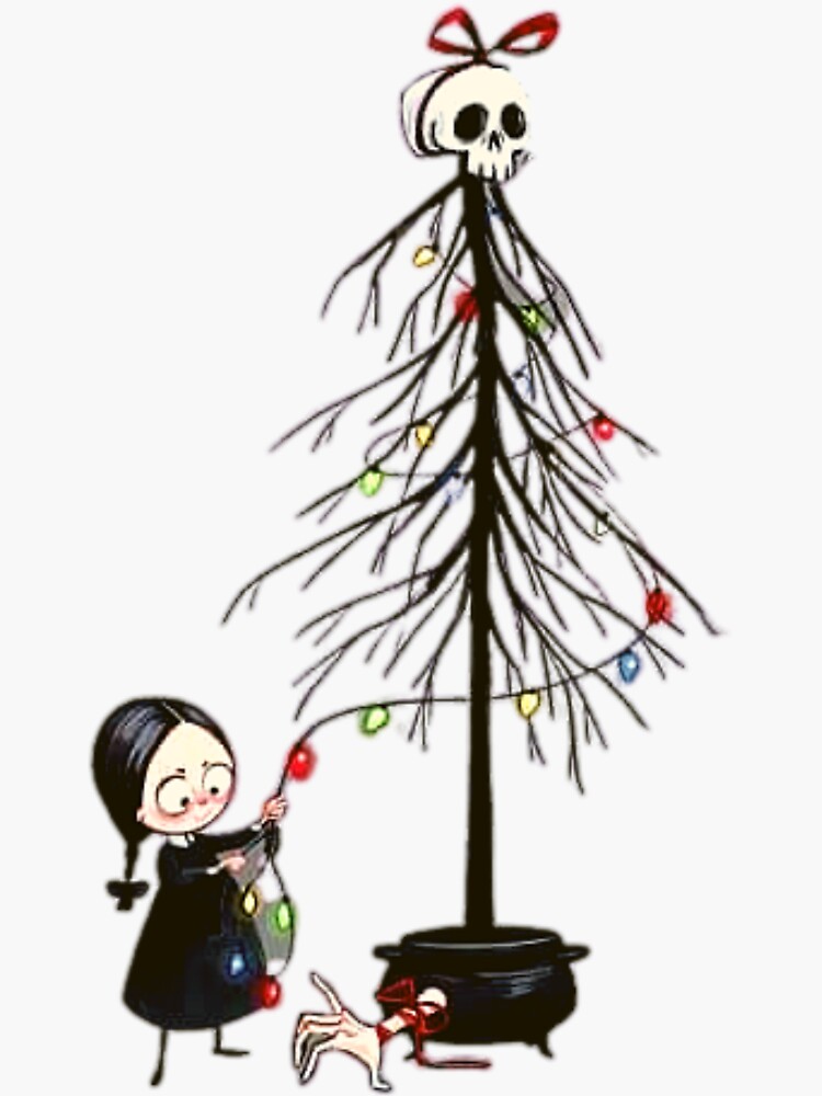 "Addams Wednesday Christmas Tree, Wednesday Addams Design " Sticker for ...