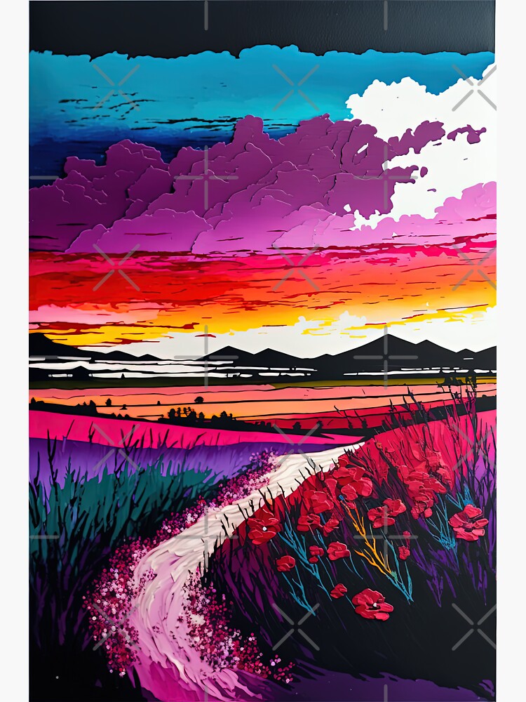 "Prairie Path Desert - Vivid Abstract Paper Landscape" Sticker for Sale ...