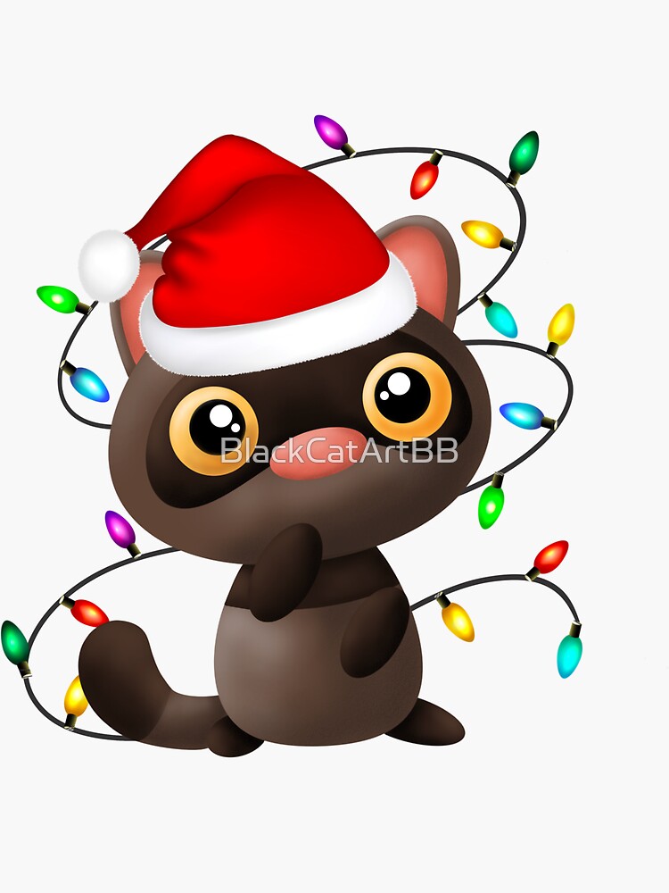 "Christmas Santa Ferret " Sticker for Sale by BlackCatArtBB | Redbubble