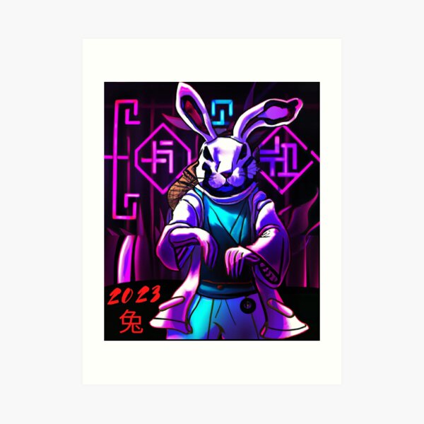"Year of The Rabbit 2023 Chinese New Year Rabbit Synthwave" Art Print ...