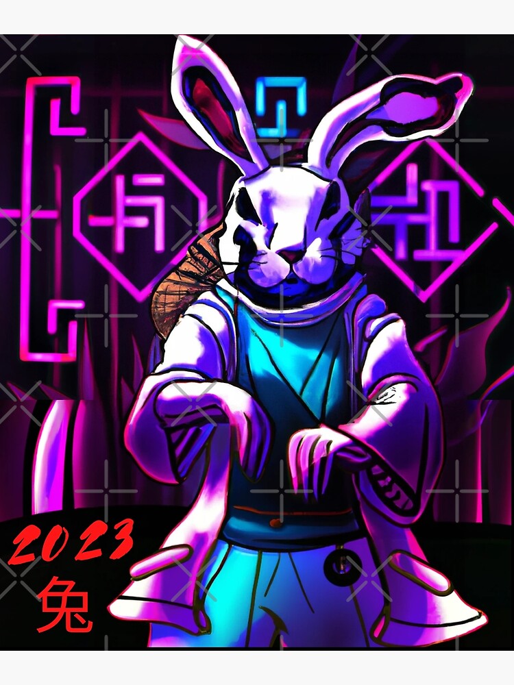 "Year of The Rabbit 2023 Chinese New Year Rabbit Synthwave" Art Print ...