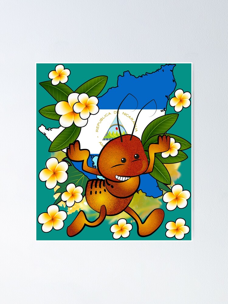 Poster « « Fourmi avec carte du Nicaragua et fleurs » par sacuanjoche ...