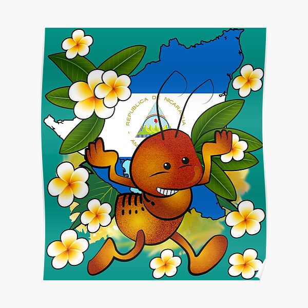 Poster « « Fourmi avec carte du Nicaragua et fleurs » par sacuanjoche ...