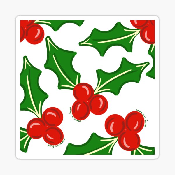 "Festive Holly" Sticker for Sale by LilyDesigned | Redbubble