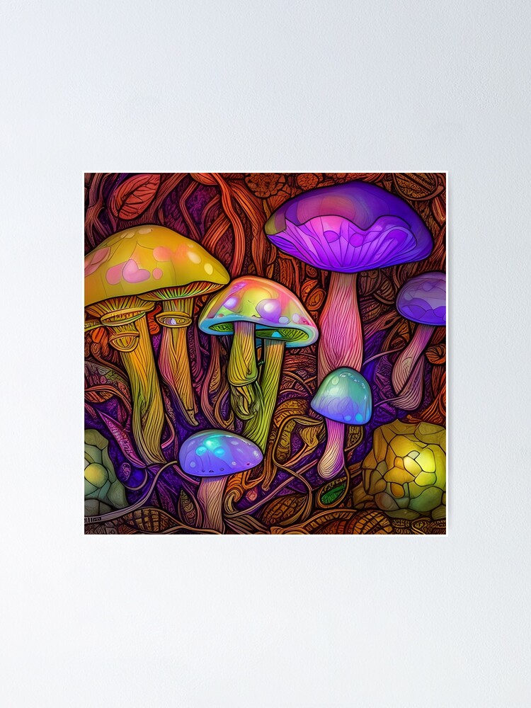 "Psychedelic Mushrooms Illustration" Poster for Sale by Alt-Art-Digital ...