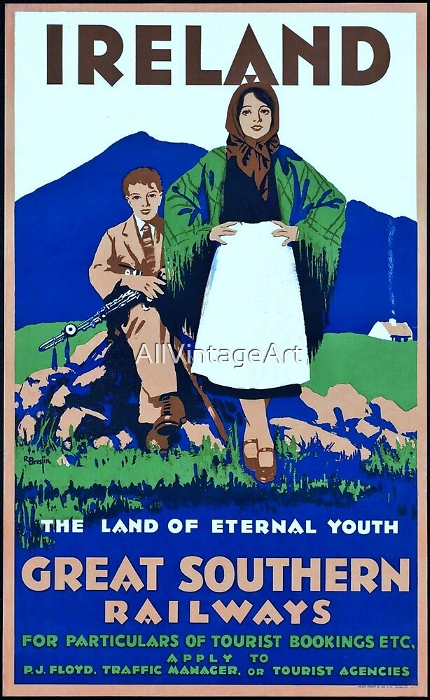 "Vintage Ireland Travel Poster" by AllVintageArt | Redbubble