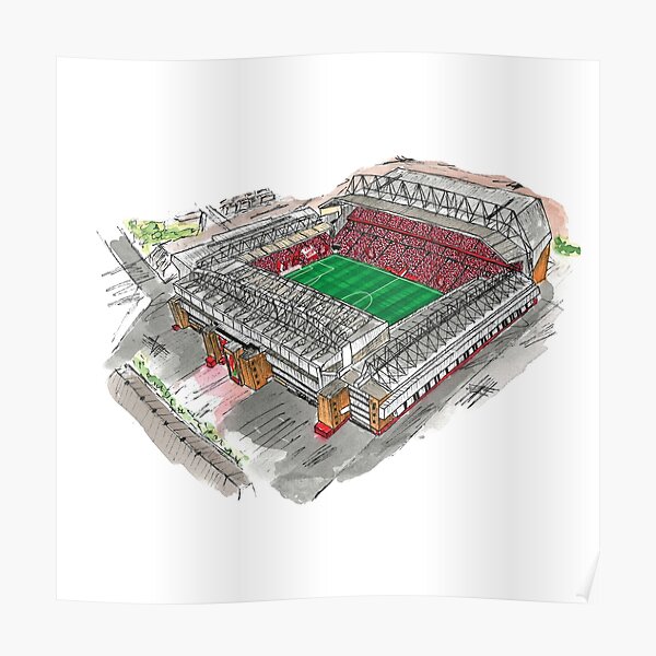 "Liverpool F.C., Stadium, Anfield" Poster for Sale by drawingstadiums ...