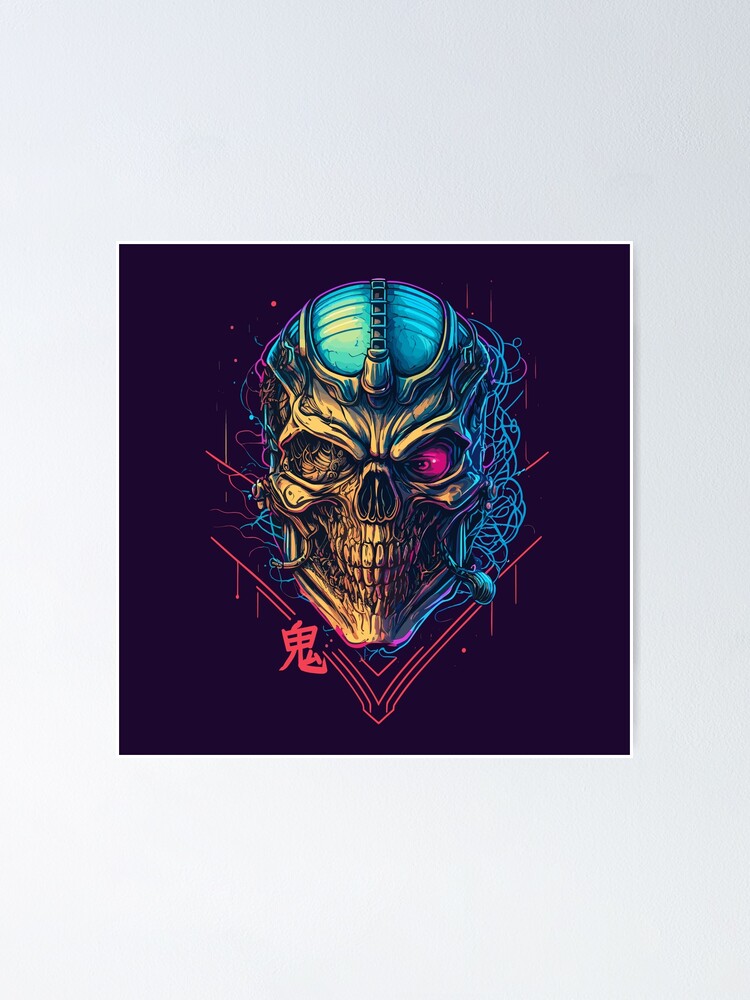 "Synthwave damaged Android Demon Skull" Poster for Sale by ChasmicArt ...