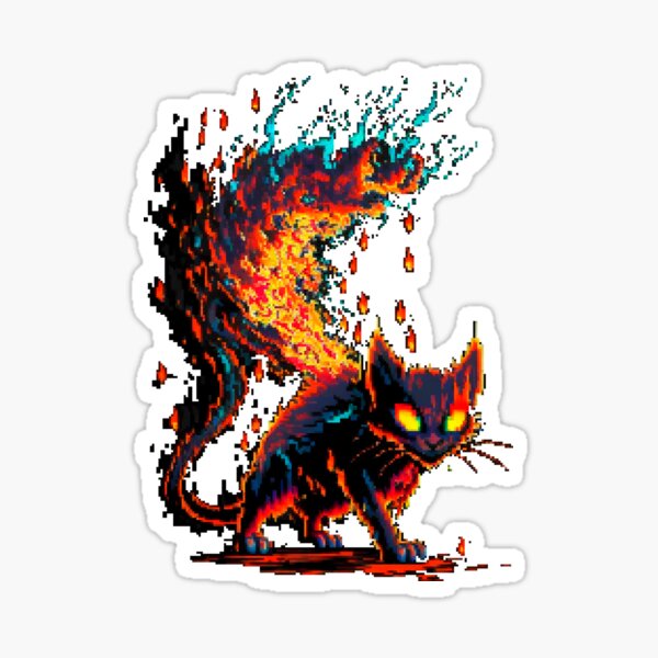 "Fire Cat" Sticker for Sale by 9LivesCats | Redbubble