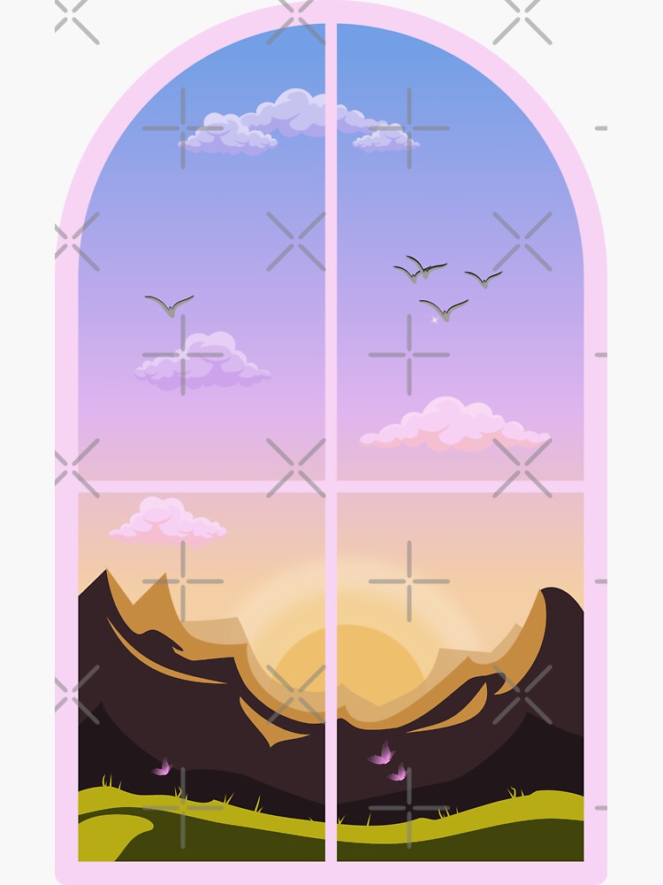 "Sunrise window view" Sticker for Sale by dreaminks | Redbubble