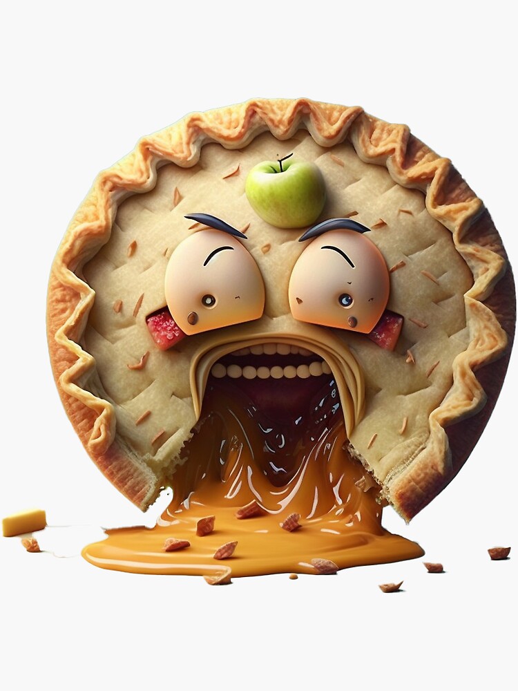 "Angry Melting Apple Pie" Sticker for Sale by TranMuse | Redbubble