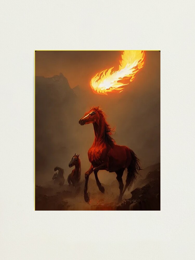 "fire horse flames magic smoke fog comet meteor shower ranch painting ...