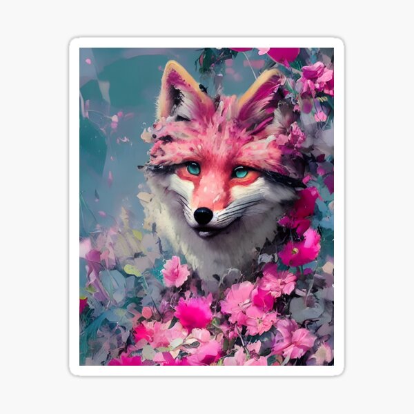 "Pretty Pink Fox" Sticker for Sale by Kauila-AI | Redbubble