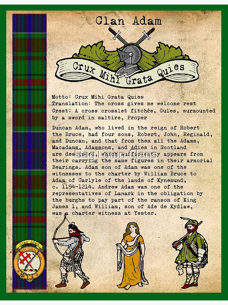 "Clan Adam Family History Poster" Poster for Sale by ljrigby | Redbubble