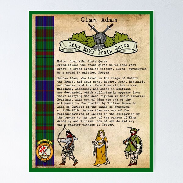 "Clan Adam Family History Poster" Poster for Sale by ljrigby | Redbubble
