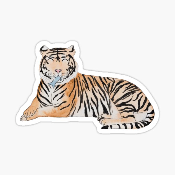 "Happy Tiger Snack Time" Sticker for Sale by Cynicky | Redbubble