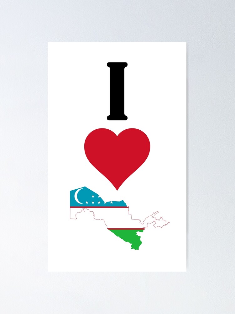 "I Love Uzbekistan Vertical I Heart Uzbek National Flag Map" Poster for ...