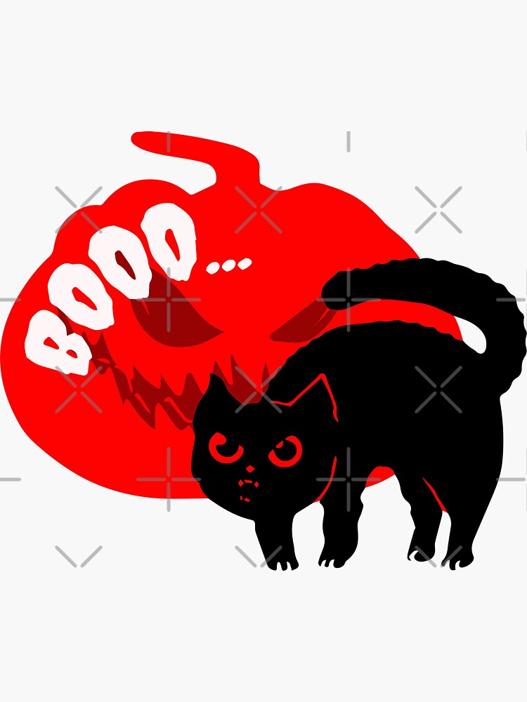 "Spooky Halloween cat with a pumpkin" Sticker for Sale by Right-Fit27 ...