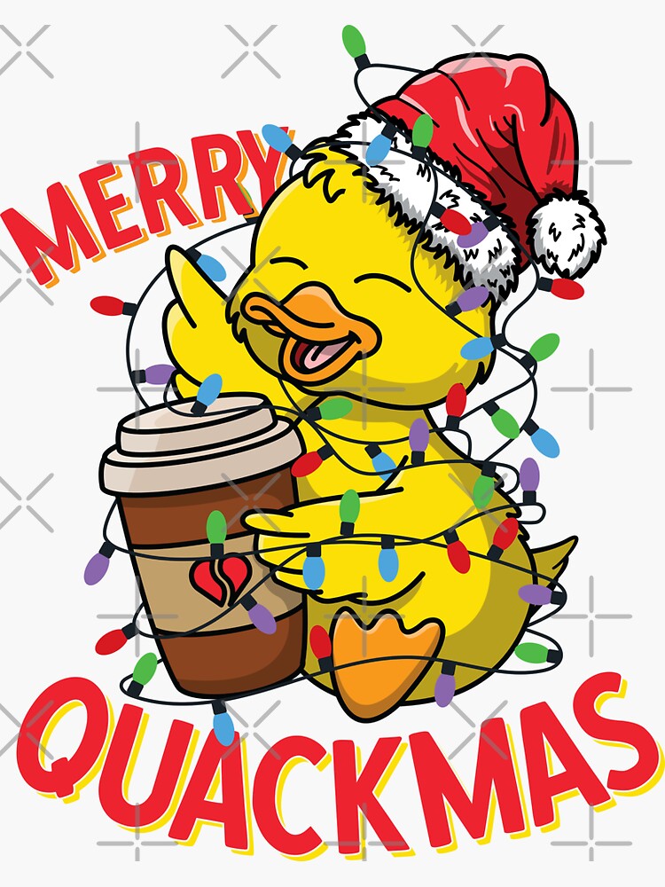 "Merry Quackmas | Yellow Santa Duck Tangled Up In Christmas Lights ...