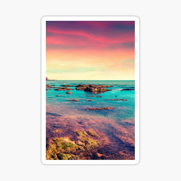 "Blue Sea Water with Rocks" Sticker for Sale by NengShop | Redbubble