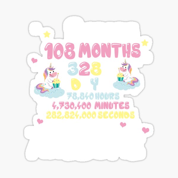 "Cute 9th Birthday 9 Years Old Girls Gift Lover " Sticker for Sale by ...