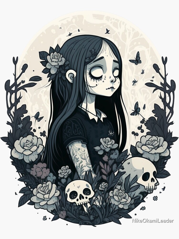 "Gothic Girl - Wednesday - Addams Family" Sticker for Sale by NikeOkamiLeader | Redbubble