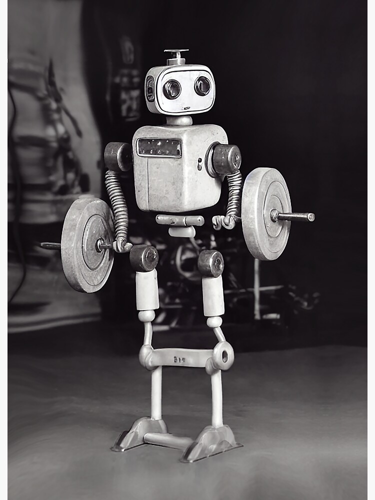 "Robot Weightlifter" Sticker for Sale by mikecosper | Redbubble