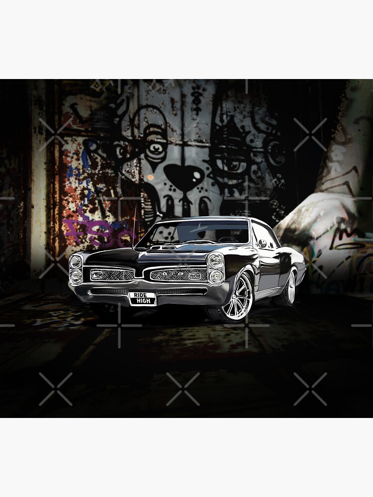 "Pontiac GTO digital painting on skull graffiti background garage ...