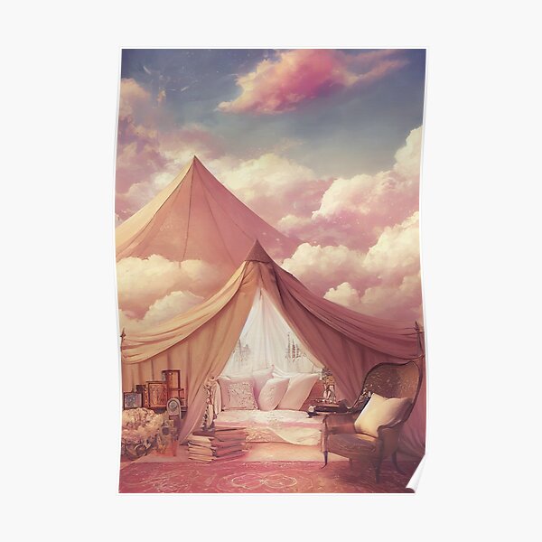 "a beautiful pastel color tent in the clouds, pink" Poster for Sale by ...