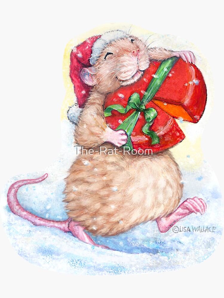 "Cute, Merry Rat Delivering a Christmas Present - no text - Christmas ...